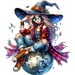 12 Disco Witch PNG – Trendy Halloween Witch Clipart on Mirror Ball With ...