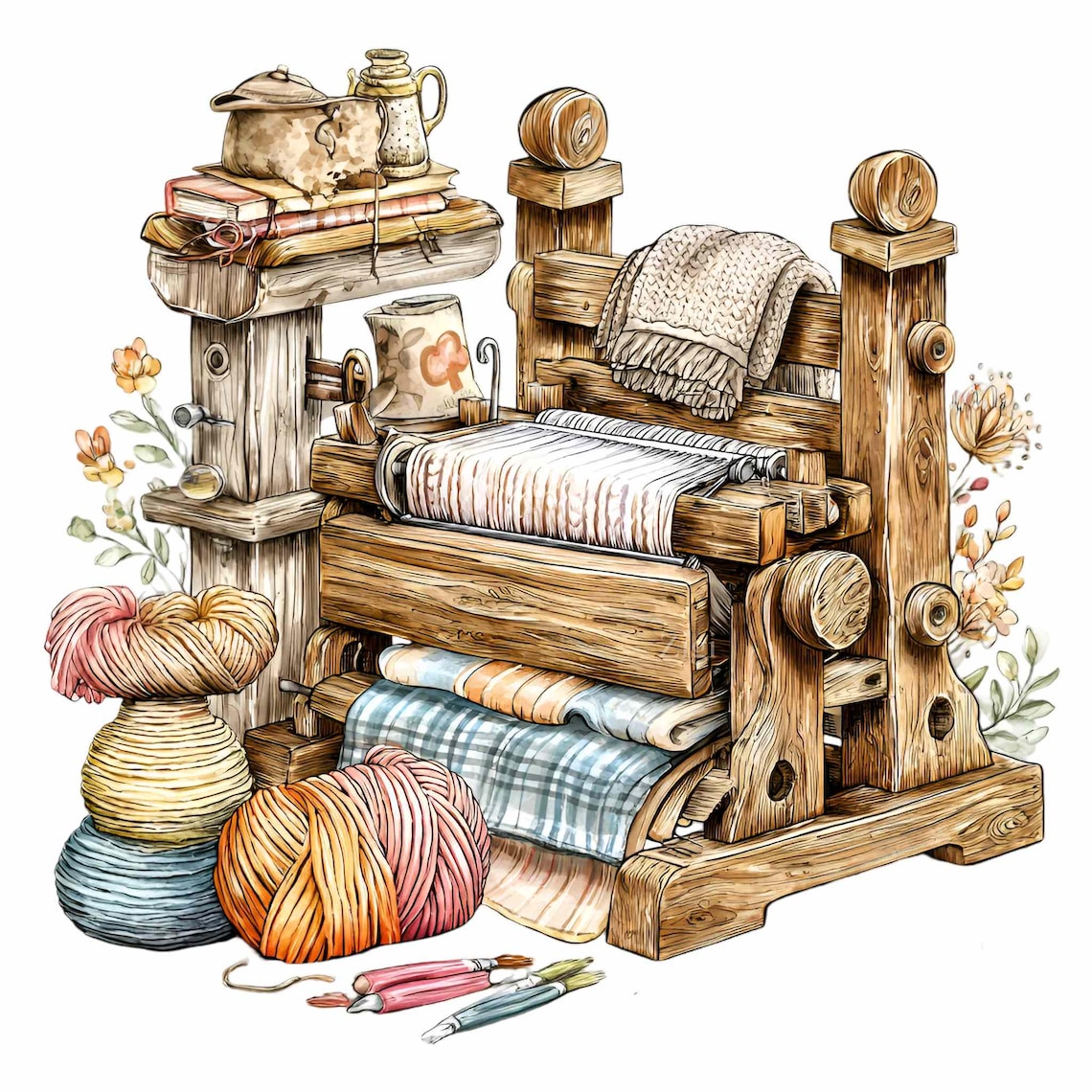 15 PNG Yarn Weaving Loom – Watercolor Craft Workshop PNG Clipart ...