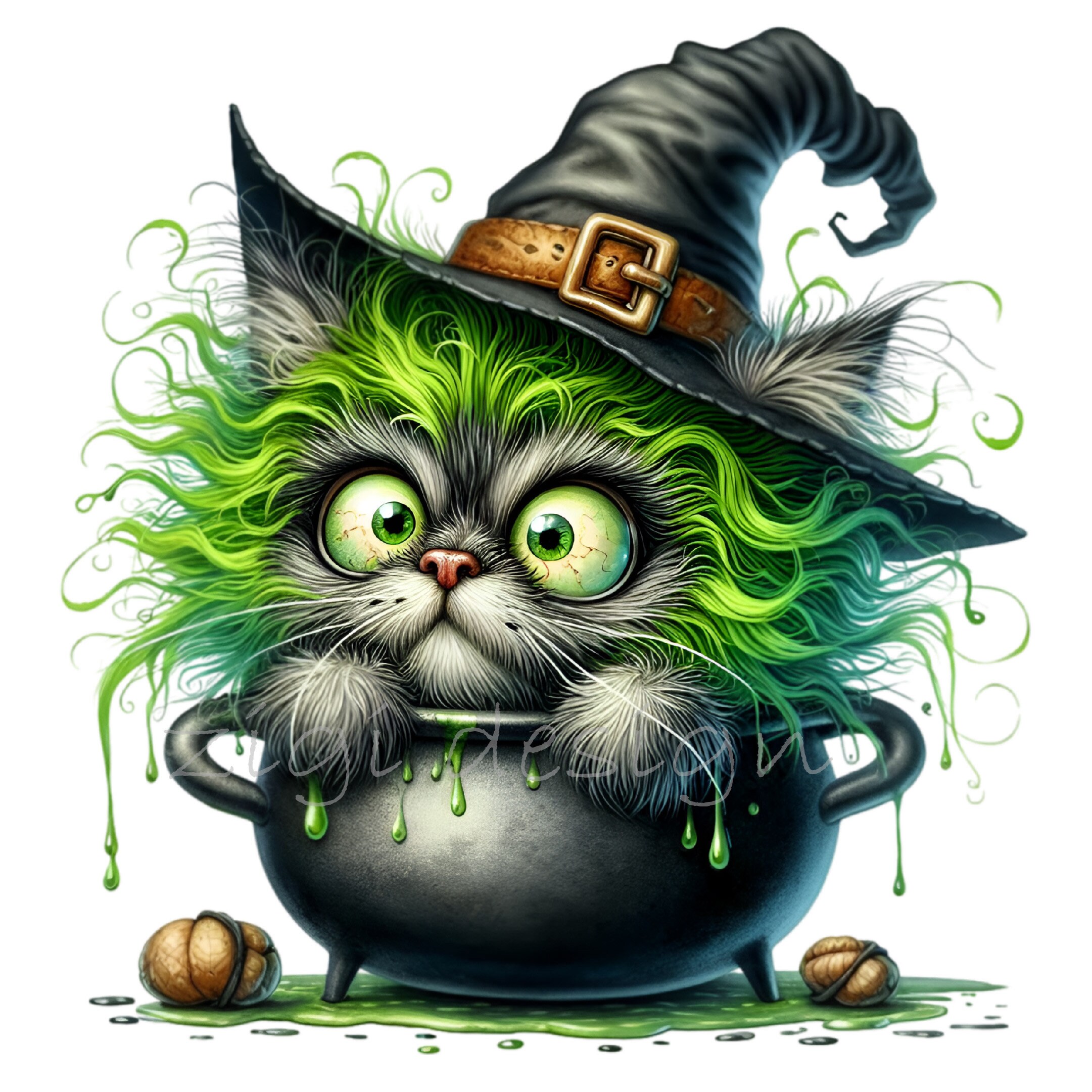 10 Halloween Cat PNG Clipart – Cute Fluffy Cat in Witch Hat With ...