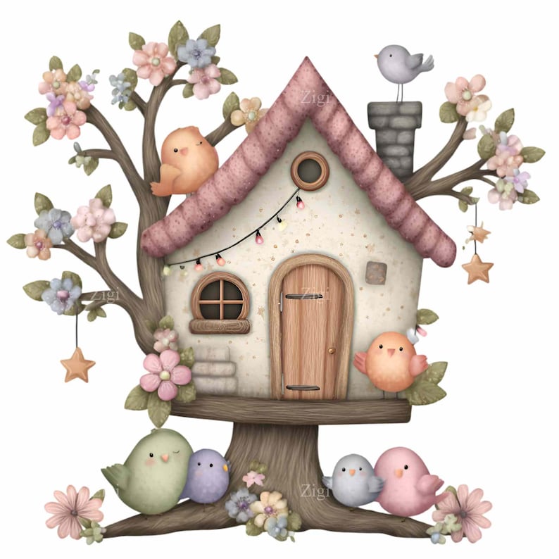 16 PNG Aesthetic Birdhouse Clipart – Cute Bird House PNG – Pastel ...