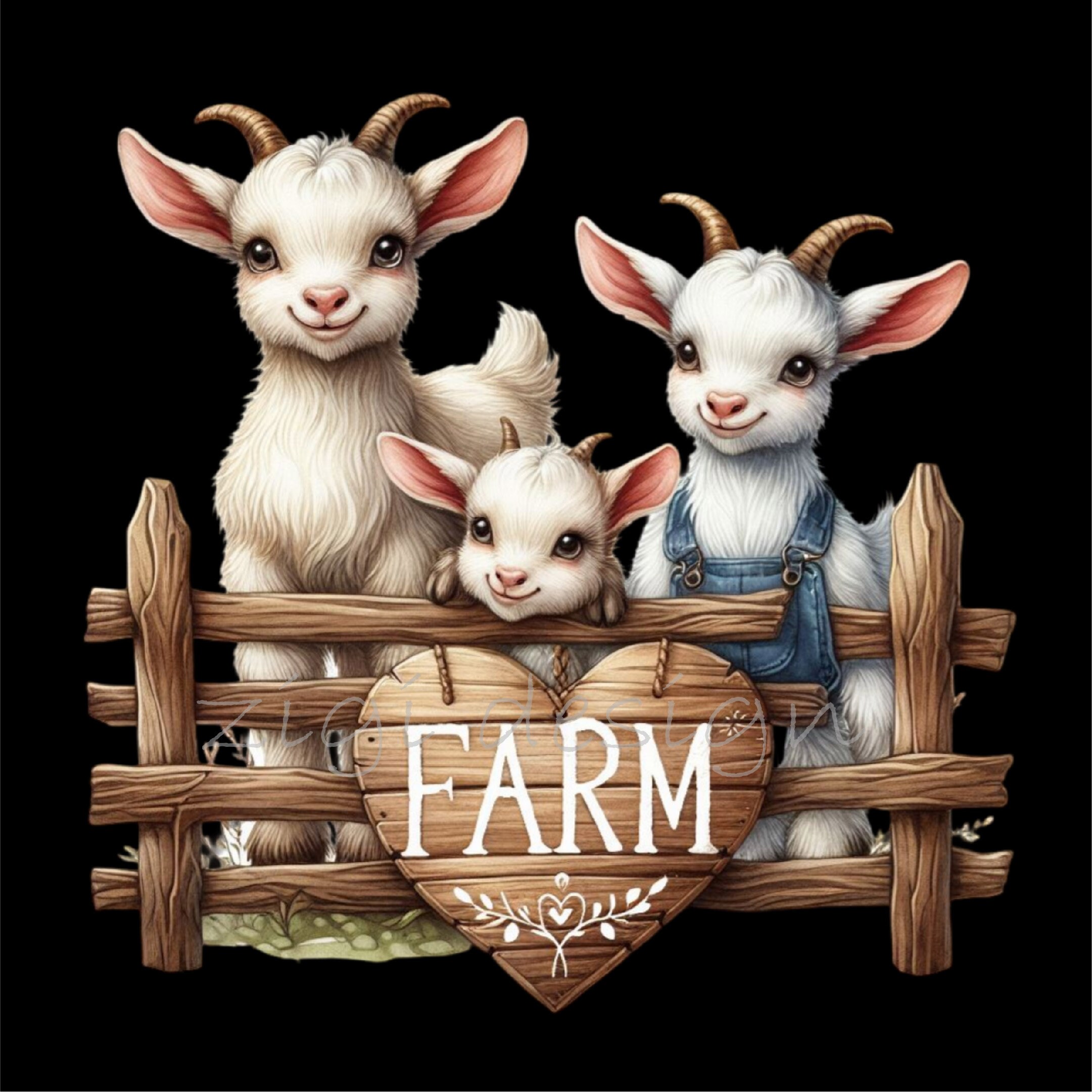 10 PNG Farm Goats Clipart – Baby Goats at Fence With Rustic Farm Sign ...