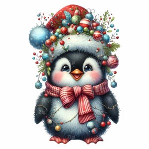 12 Christmas Penguin PNG – Cute Holiday Bird Clipart – Festive Winter ...