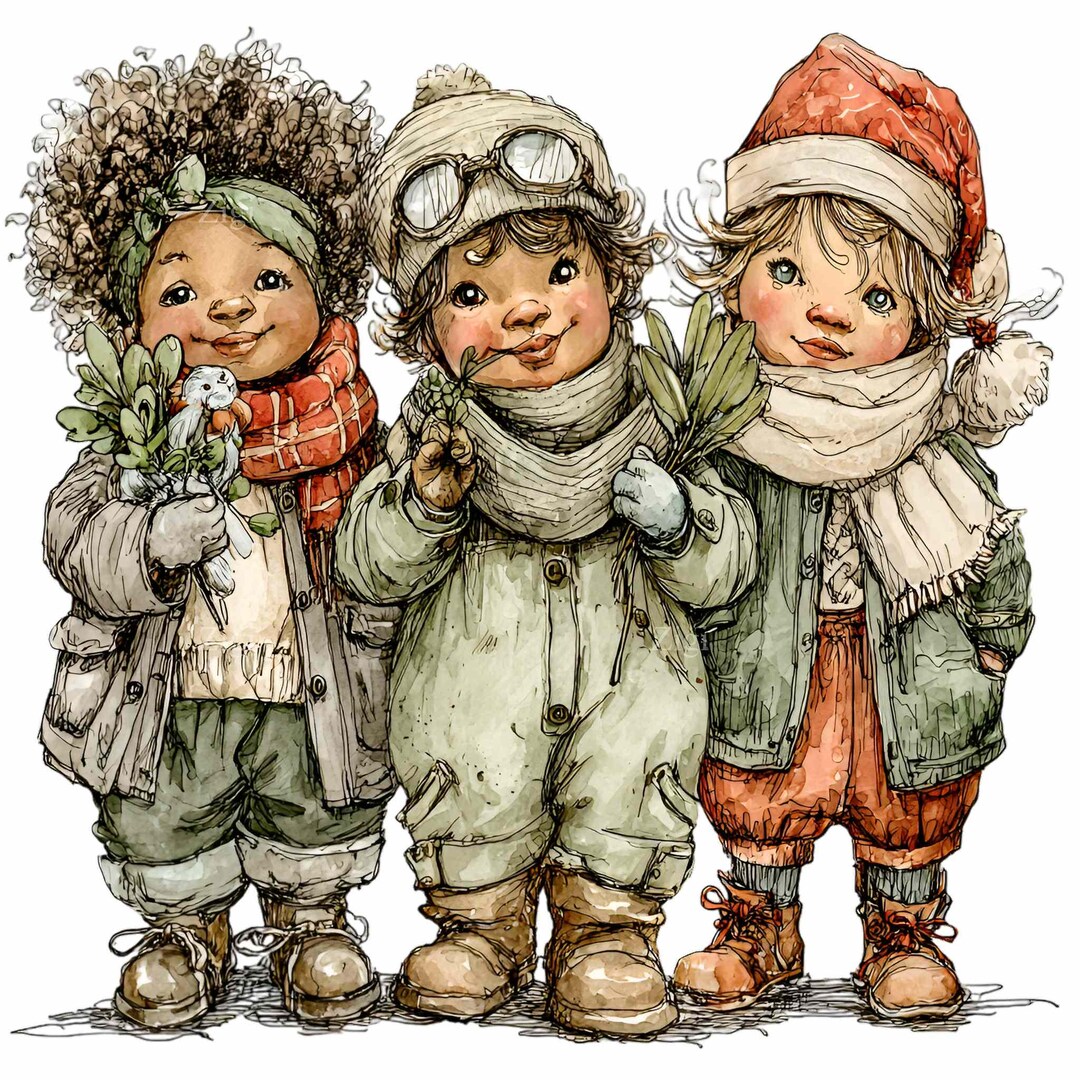 12 PNG Rustic Winter – Kids Clipart – Christmas PNG for Holiday Cards ...