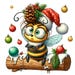 Christmas Bee Clipart With Santa Hat and Baubles, 12 Cute PNG for ...