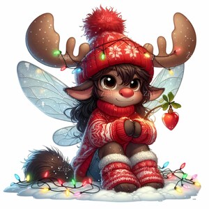 Fairy and Moose PNG Clipart 15 Adorable Fairy With Moose in Festive ...