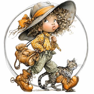 14 PNG Whimsical Witch – Halloween Girl and Cat PNG Clipart – Cute ...
