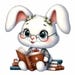 Cute Reading Bunny Clipart, 12 Adorable Rabbit With Books and Glasses ...