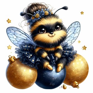 Bee Ballerina With Blue and Gold Ornaments PNG Clipart, 12 Bumblebee in ...