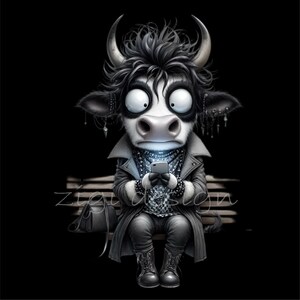 12 PNG Gothic Cow Clipart – Alt Cow PNG With Piercings – Funny Grunge ...