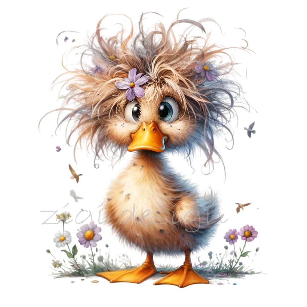 15 PNG Fluffy Duckling Clipart – Messy Hair Duck PNG – Funny Baby Bird ...