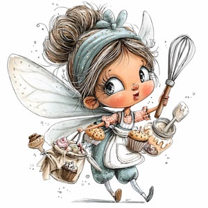 15 PNG Whimsical Kitchen Clipart – Baking Fairy PNG – Cute Cooking Art ...