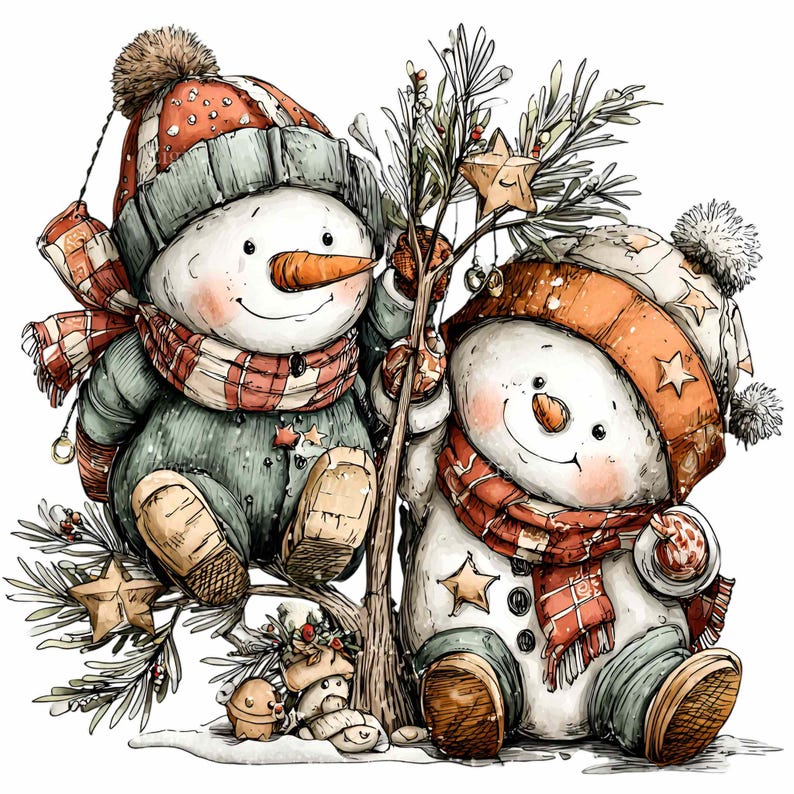 15 PNG Winter Snowman Clipart – Christmas Snowmen PNG – Holiday Art for ...