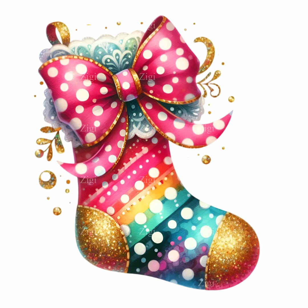 12 PNG Rainbow Stocking PNG – Colorful Christmas Clipart With Polka ...