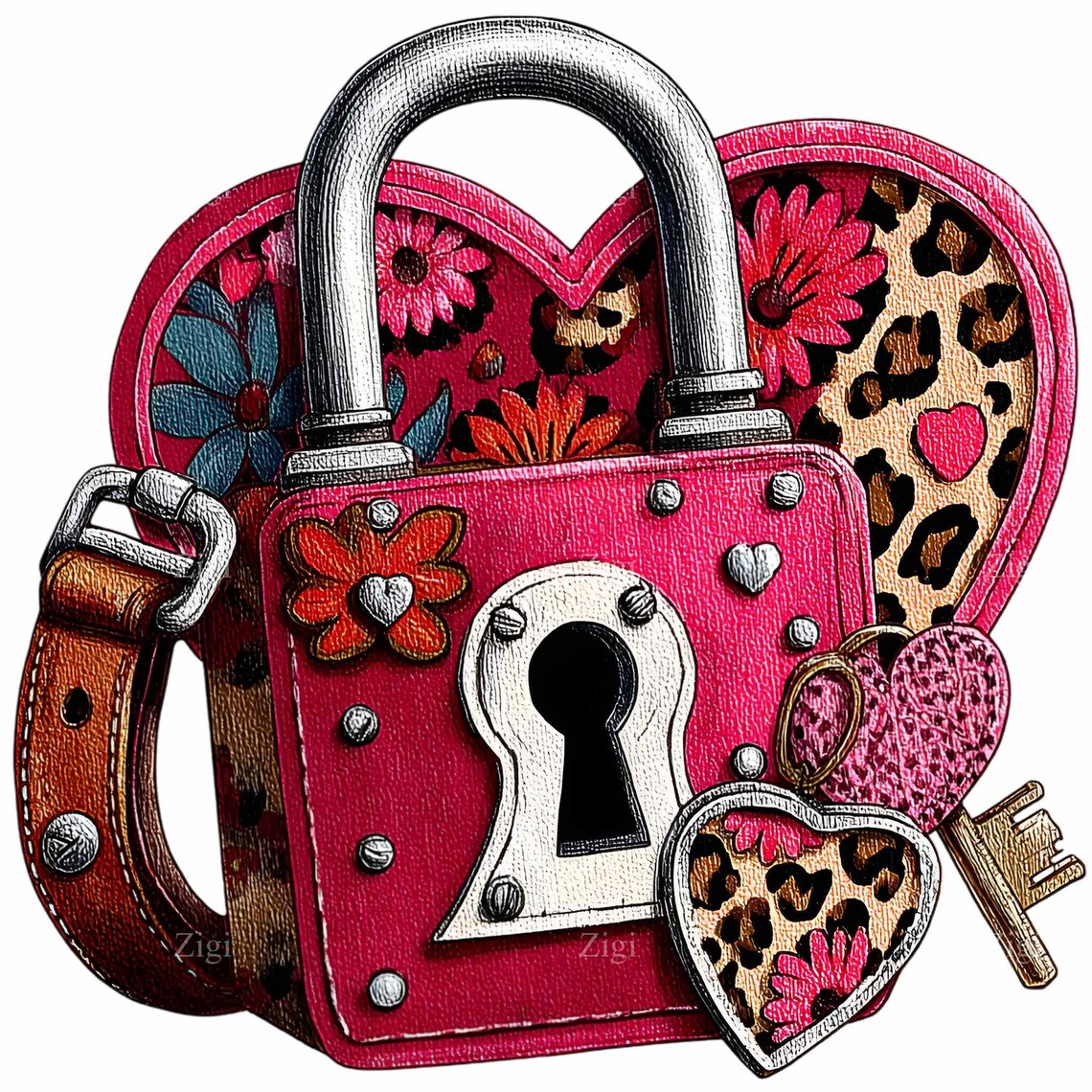 15 PNG Heart Lock Clipart – Leopard Print Love Lock and Key for ...