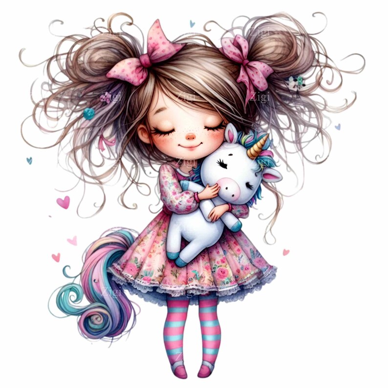 15 PNG Girl With Unicorn Clipart – Pastel Hug Png – Cute Art for ...