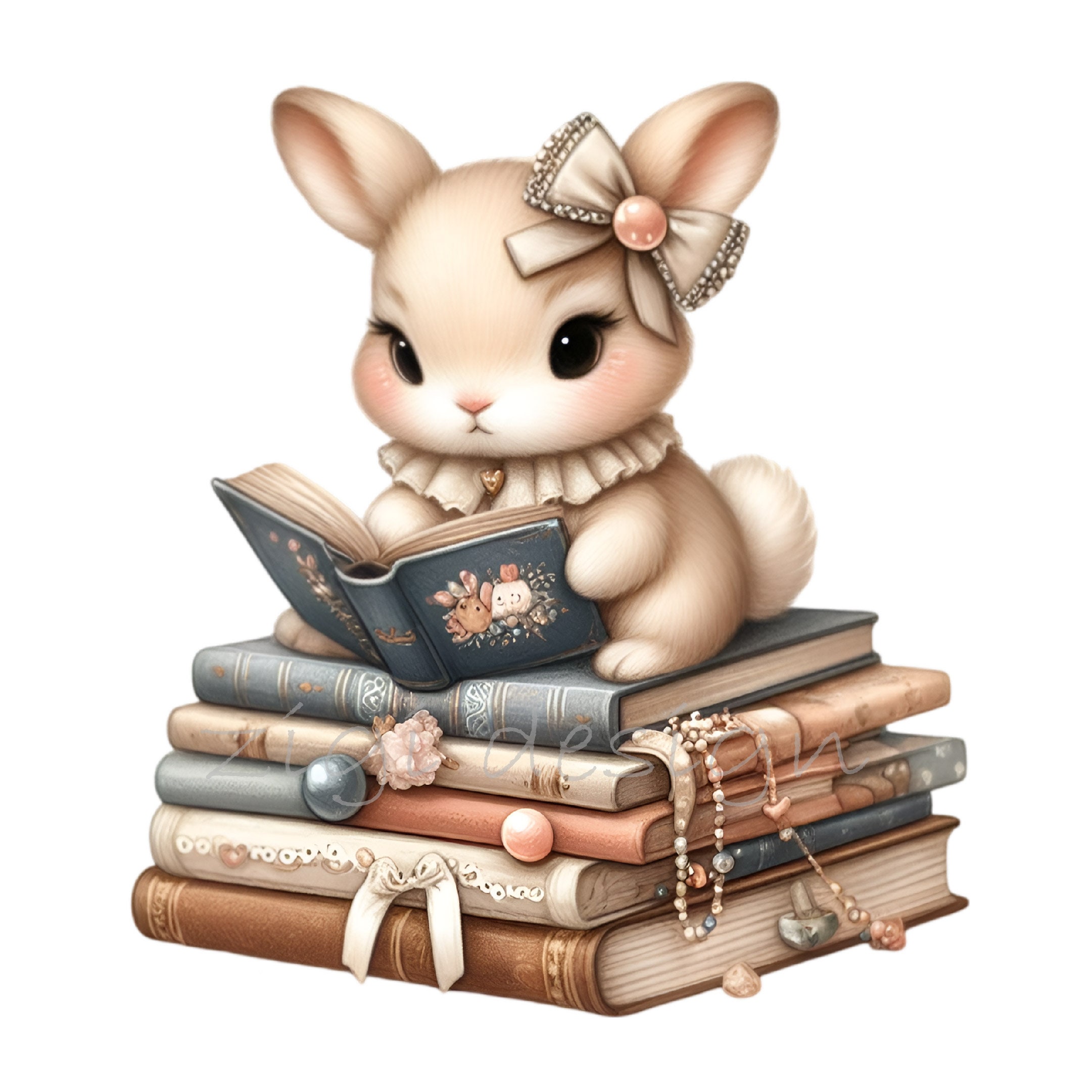 12 PNG Reading Bunny Clipart – Cute Rabbit PNG – Baby Animal ...