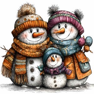 12 PNG Snowman Family Clipart - Happy Winter Snowmen PNG for Christmas ...