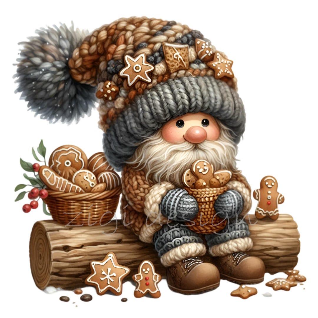Christmas Gnome With Gingerbread Clipart 15 Cute Winter Gnome Holding ...