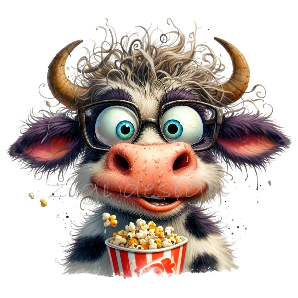 10 PNG Funny Cow Clipart PNG – Popcorn Farm Animal Humor Illustration ...