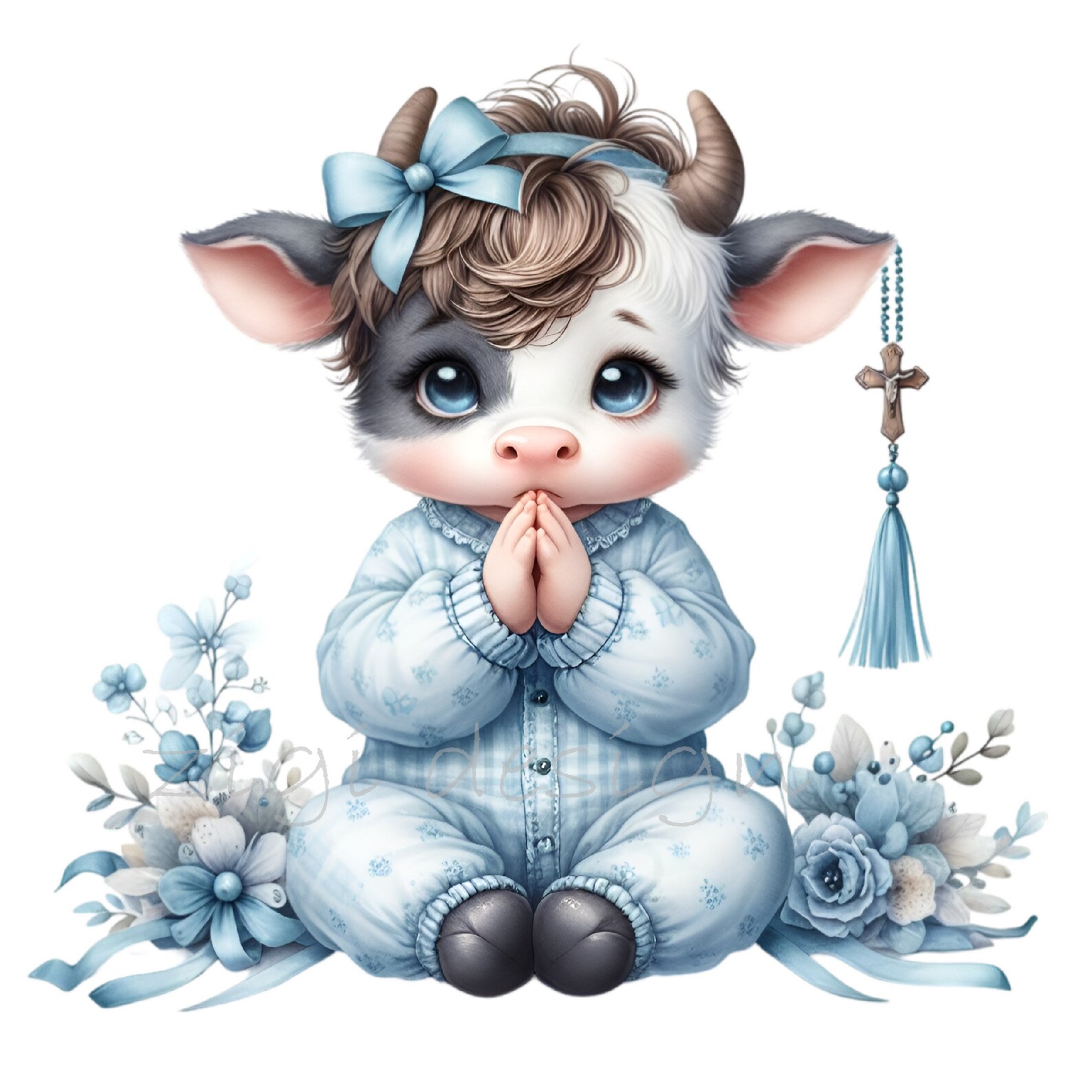 Praying Clipart, Christian Clipart, Cow Clip Art, 15 PNG Blue ...