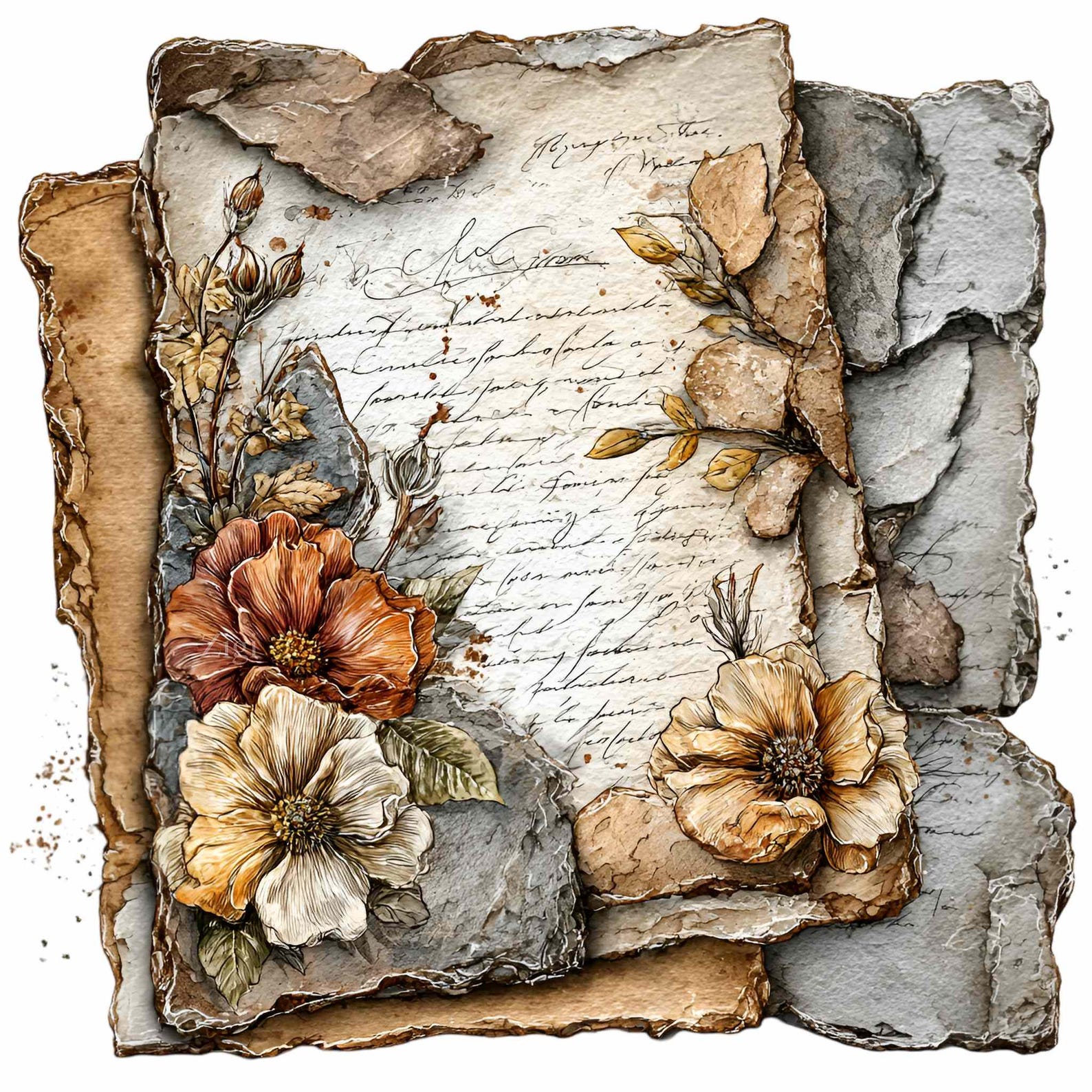 10 PNG Vintage Paper Texture, Antique Background, Grunge Collage Sheet ...