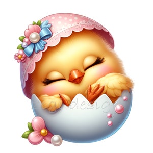 12 Baby Chick in Polka Dot Egg PNG Clipart, Easter Chick Illustration ...