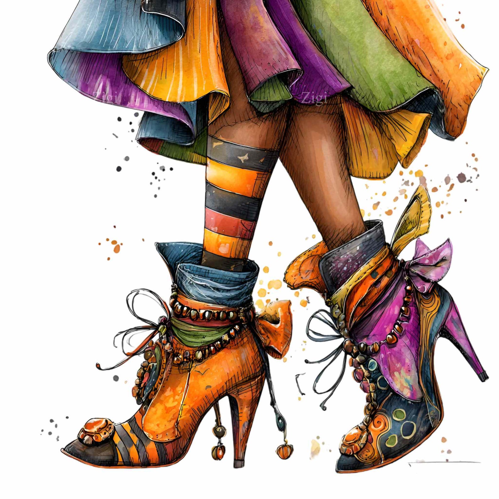 14 PNG Witch Shoes Clipart – Colorful Heels PNG – Funky Halloween ...