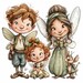 15 PNG Garden Fairy Family Clipart, Rustic Forest Trio Vintage Fantasy ...
