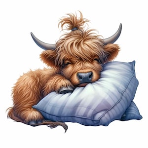 15 PNG Sleeping Cow PNG – Highland Calf Clipart With Pillow – Farm ...