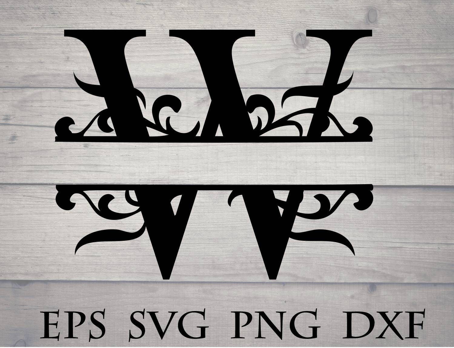 Split Initial Svg Split Letter W Monogram Svg Split Monogram Etsy