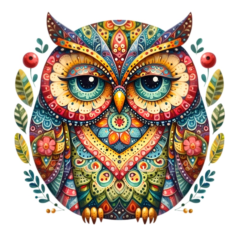 Folk Art Owl - Etsy