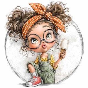 12 PNG Ice Cream Girl – Cute Summer PNG Clipart for Kids' Fashion, Card ...