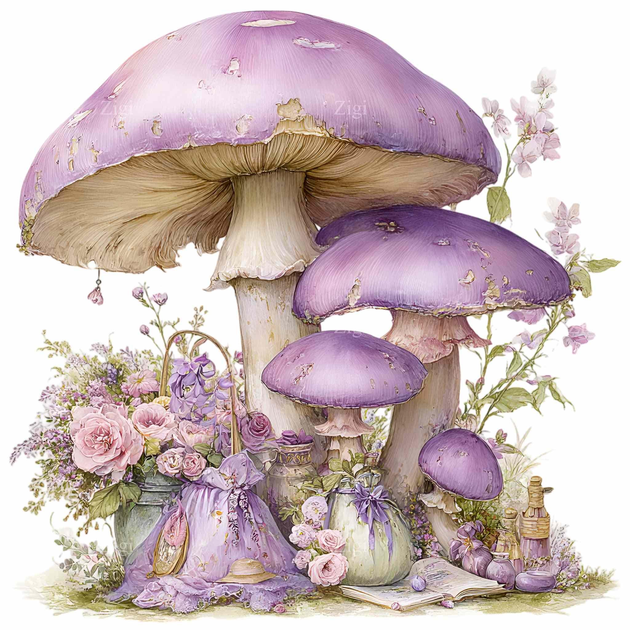 15 PNG Purple Mushroom House Fairy Garden Clipart, Toadstool Home ...