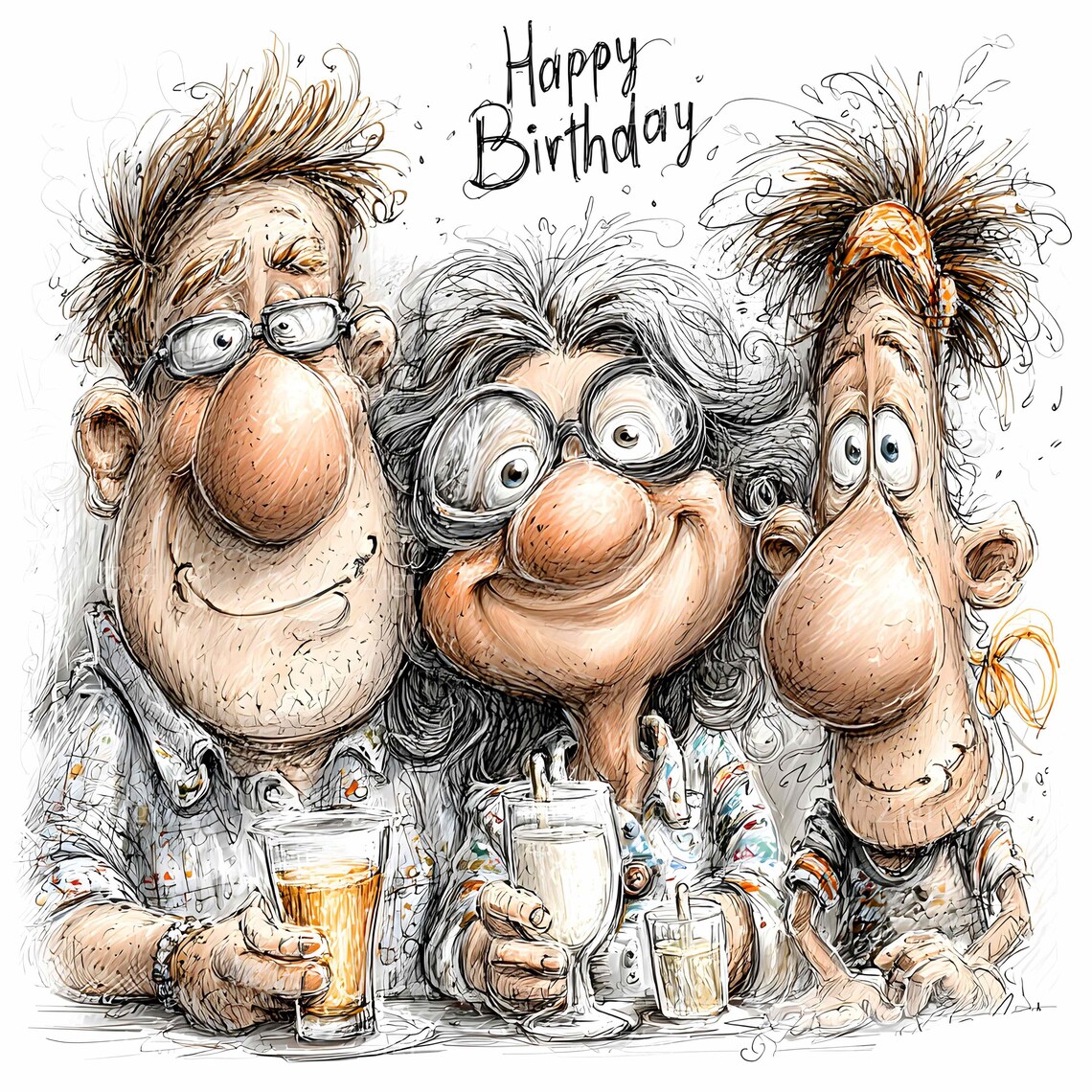 10 JPEG Funny Birthday Clipart – Cartoon People JPG – Quirky ...