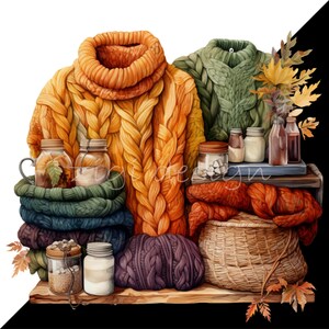 Autumn Knits Clipart PNG, 15 Rustic Fall Sweaters and Blankets ...