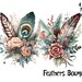 Feathers Bouquet Clipart PNG Watercolor Boho Style Sublimation Digital ...