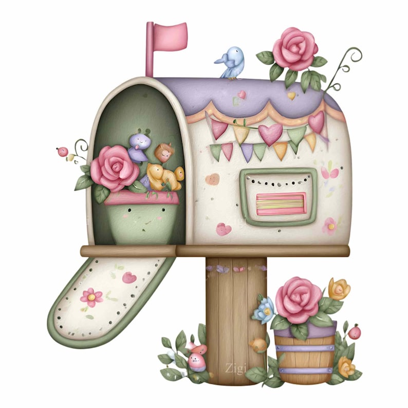 15 PNG Cute Mail Clipart – Pastel Mailbox PNG – Floral Envelope for ...