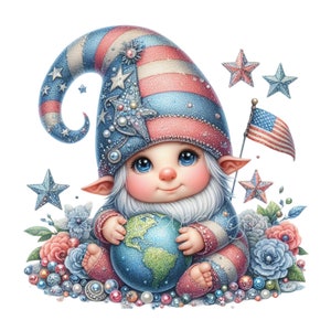 Earth Day Clipart, Gnome Clip Art, 15 PNG Watercolor Globe Planet ...