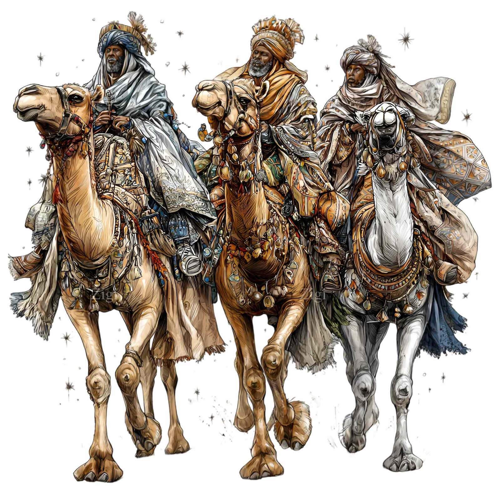 12 PNG Three Wise Men PNG – Nativity Magi Clipart for Christmas Cards ...