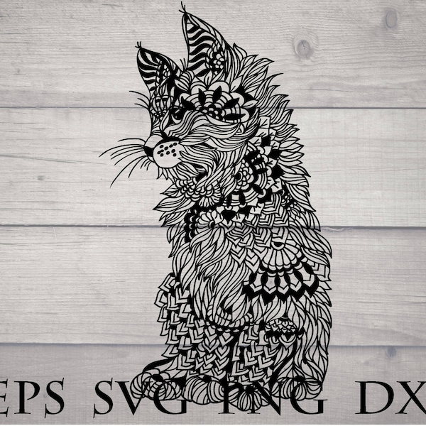 Cat Zentangle - Etsy