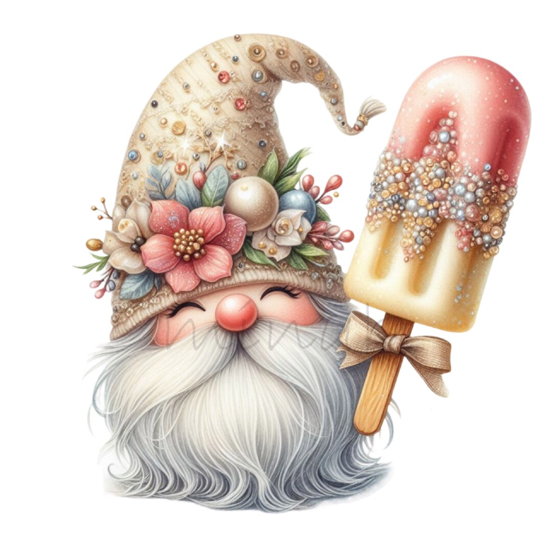 Ice Cream Clipart, Gnome Clipart, 12 PNG Watercolor Popsicle, Junk ...