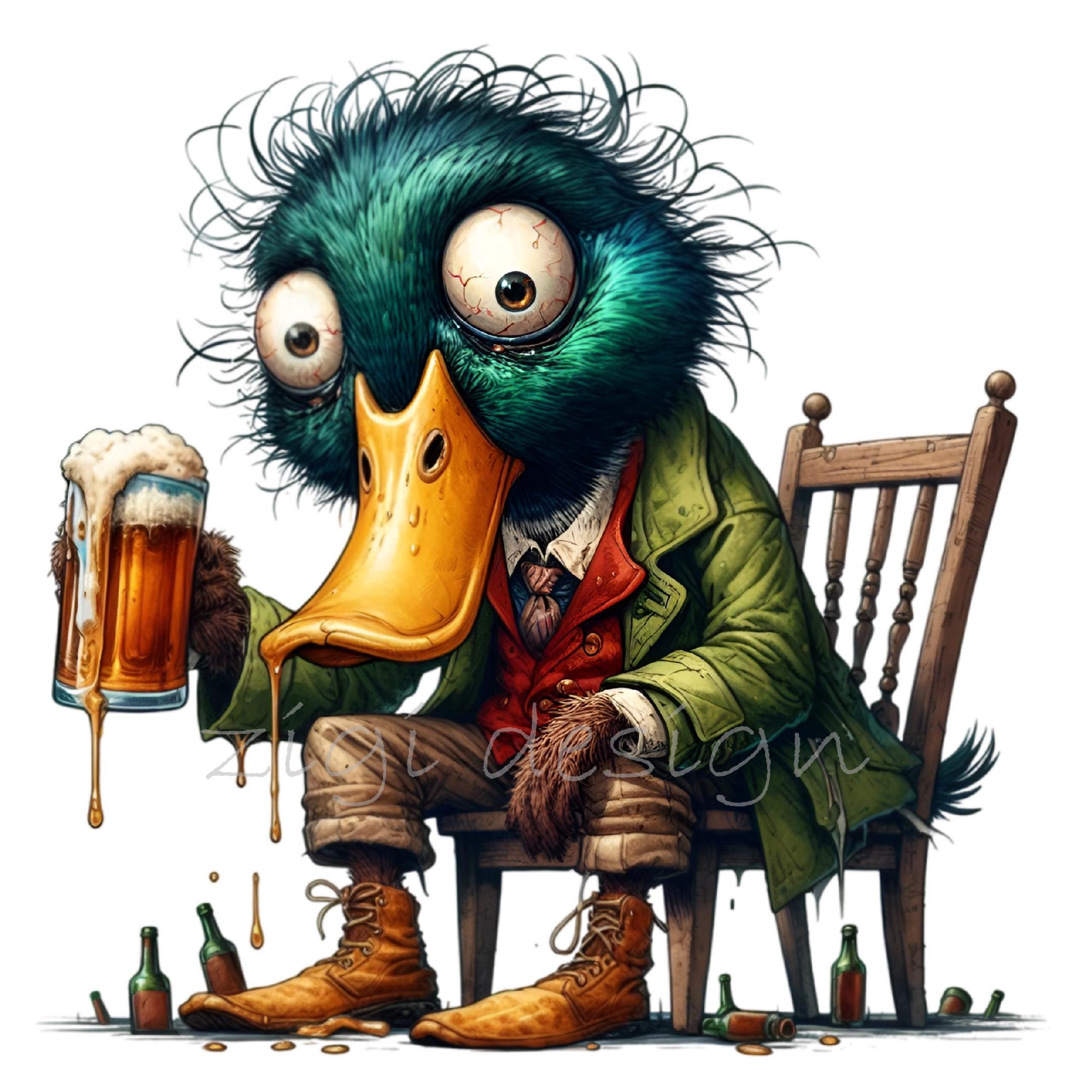 15 PNG Drunk Duck Clipart, Funny Mallard Beer, Messy Bird Illustration ...