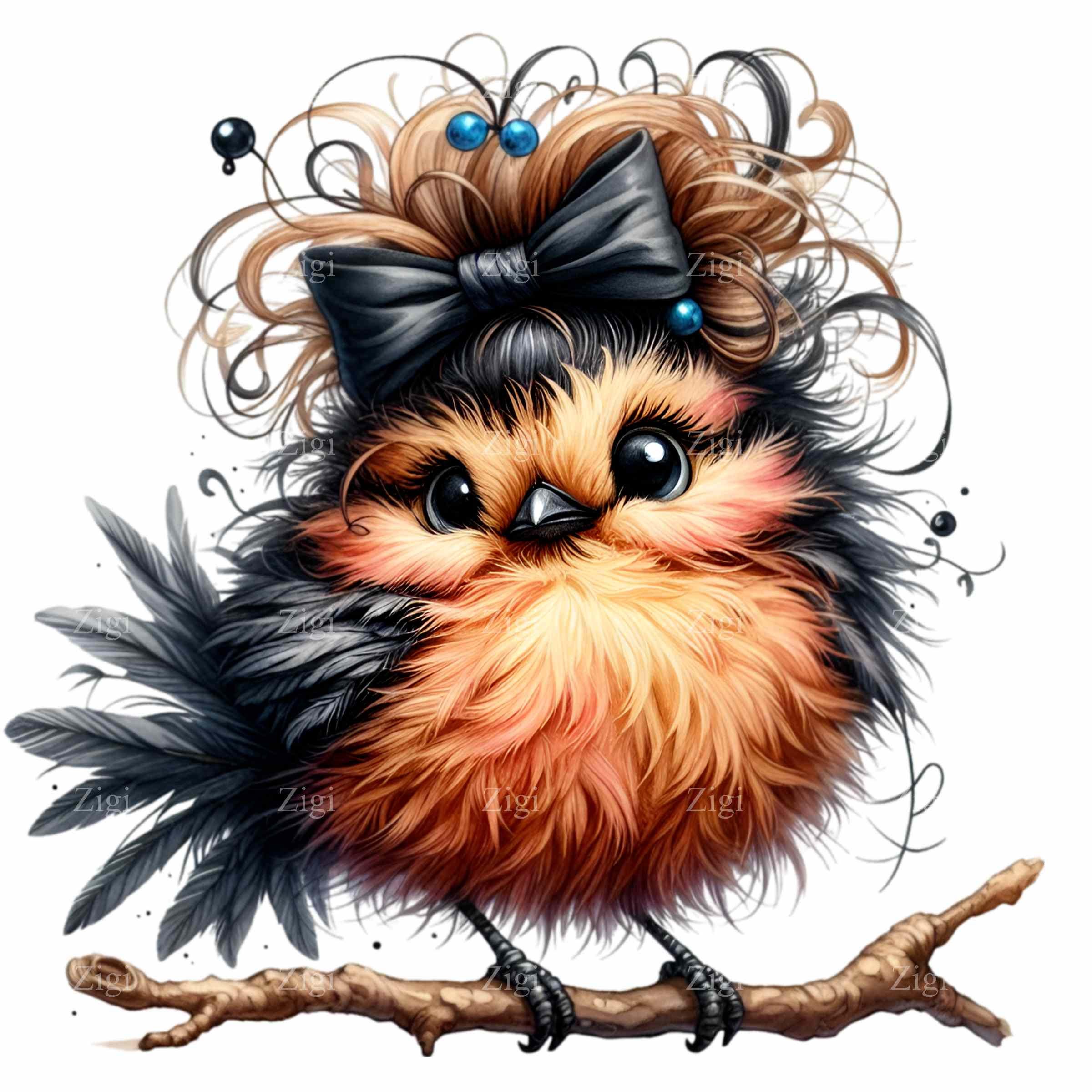 12 PNG Messy Bun Bird Grumpy Chick Clipart, Sparrow Sublimation Nature ...
