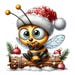 Christmas Bee Clipart With Santa Hat and Baubles, 12 Cute PNG for ...