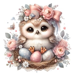12 Easter Owl Clipart PNG, Cute Owl With Eggs, Spring Owl, Transparent ...