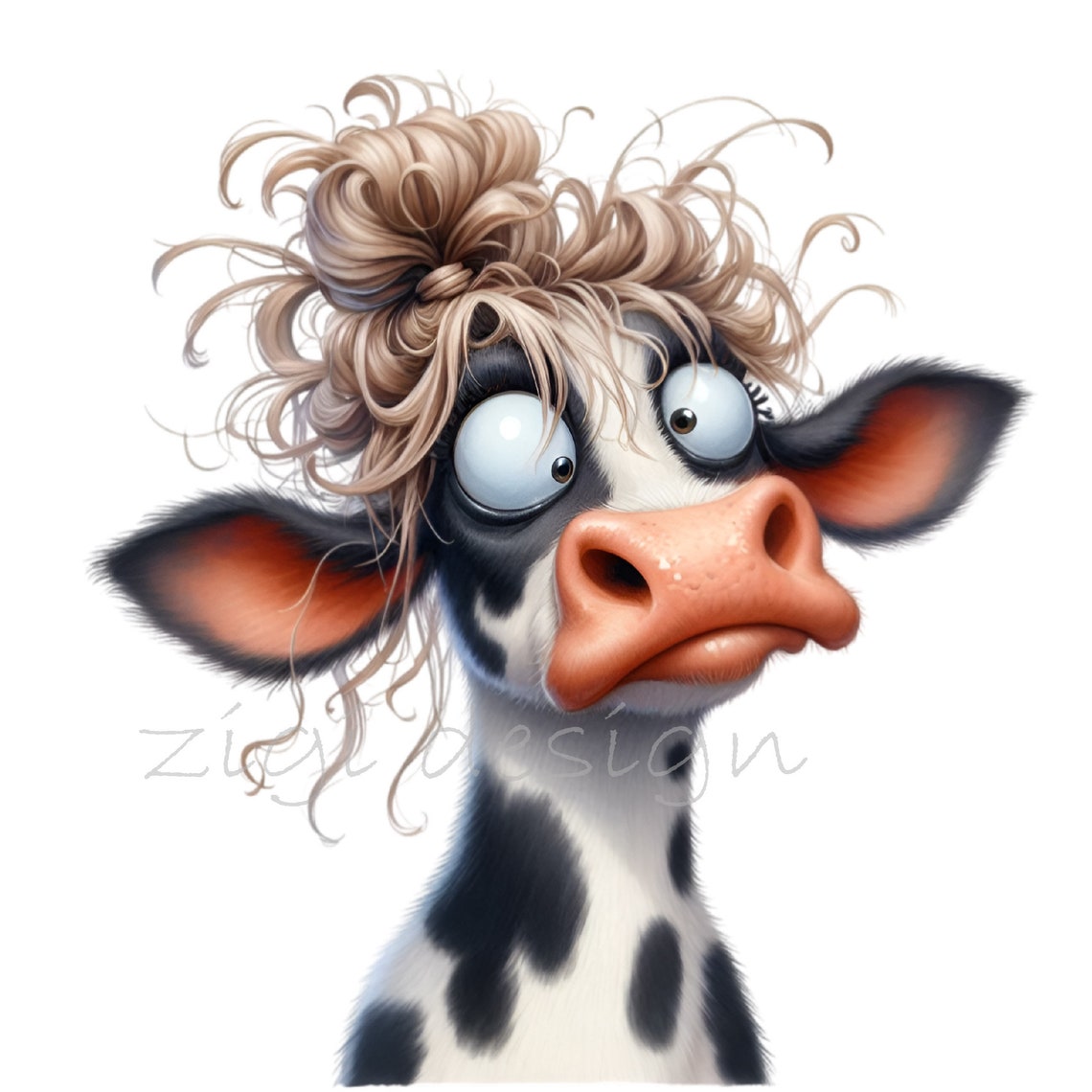 Comics Cow Portrait Clipart, 15 PNG Funny Heifer Lovers Gift Cartoon ...