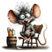 12 PNG Funny Drunk Mouse Clipart – Cartoon Bar Animal Illustration ...