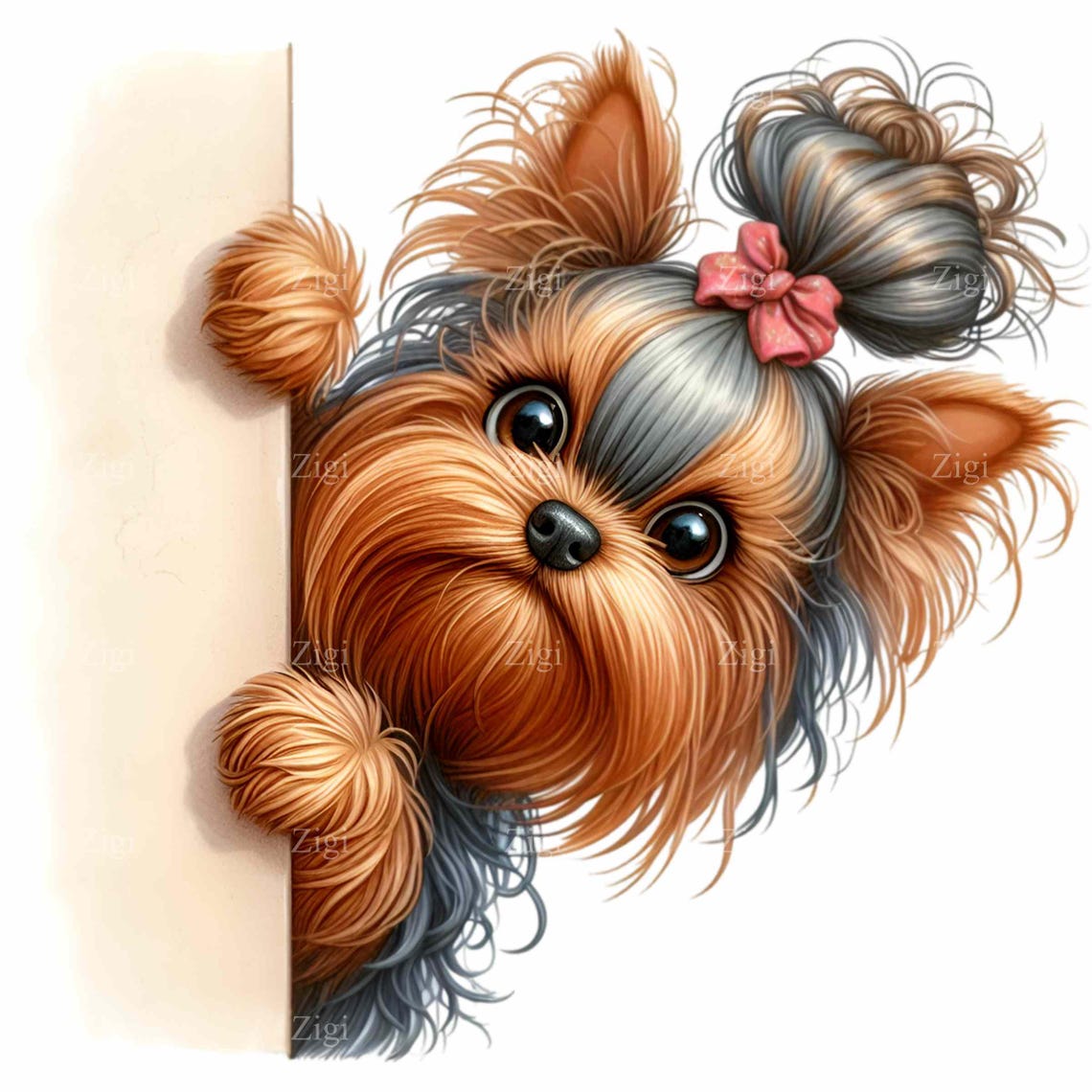 12 Cute Yorkshire Terrier Peeking PNG Clipart, Whimsical Yorkie With ...