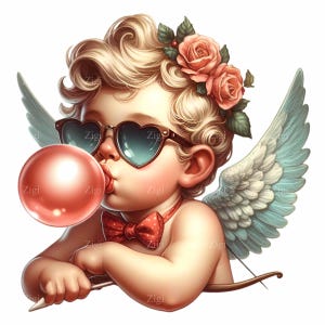 9 Cupid With Bow and Bubblegum PNG Clipart, Cute Angel Baby ...