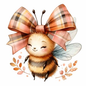 12 Cute Bee Clipart PNG, Bee With Bow, Honey Bee, Transparent ...
